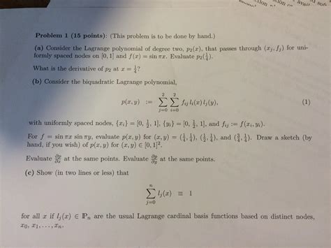Solved Consider The Lagrange Polynomial Of Degree Two