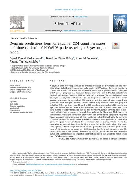 Pdf Dynamic Predictions From Longitudinal Cd4 Count Measures And Time