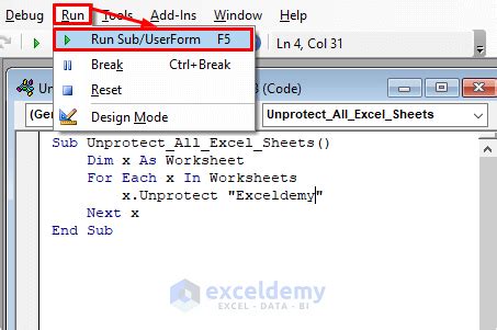 How To Unprotect Excel Sheet With Password Using Vba Quick Methods