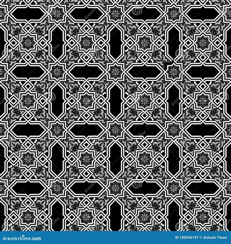 Abstract Seamless Pattern With Abstract Geometric Style Repeating Sample Figure And Line Stock