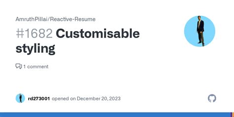Customisable Styling · Issue 1682 · Amruthpillaireactive Resume · Github