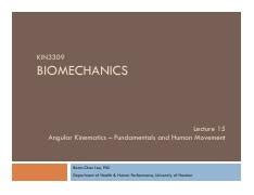 Lecture 15 Angular Kinematics Human Movement 2 Pdf KIN3309 BIOMECHANICS Lecture 15 Angular