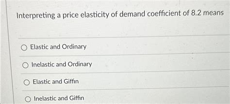 Solved Interpreting A Price Elasticity Of Demand Coefficient