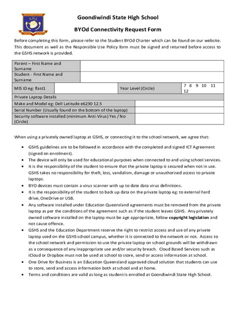 Fillable Online Byod Connectivity Request Formpdf Fax Email Print Pdffiller