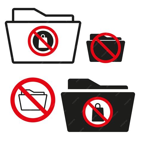 Premium Vector No Access Folder Signs Prohibited File Icons Security Warning Symbols Restricted
