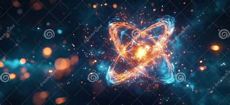 atomic structure visualization with glowing particles vibrant energy