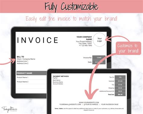 Invoice Template Automated Google Sheets Spreadsheet Etsy