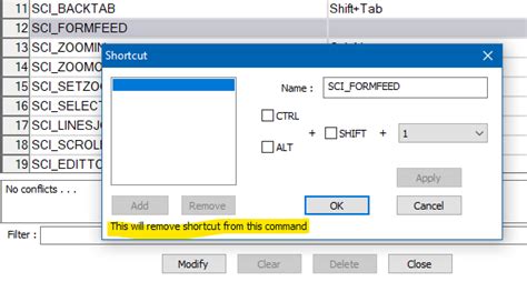 Buggy Behavior When Assigning Shortcut To Scintilla Commands · Issue