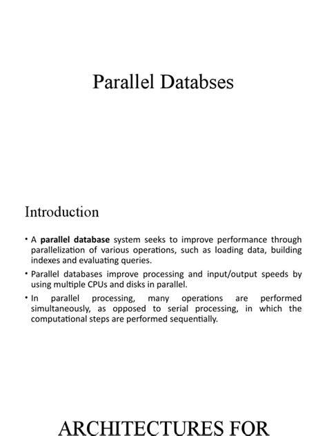 Parallel Databases Pdf Central Processing Unit Databases