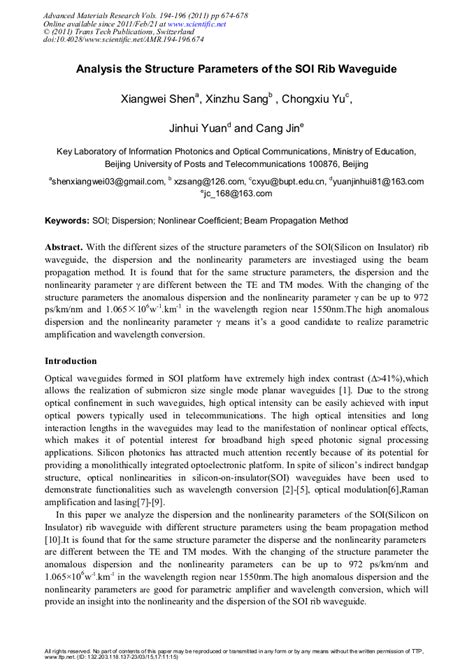 Pdf Analysis The Structure Parameters Of The Soi Rib Waveguide