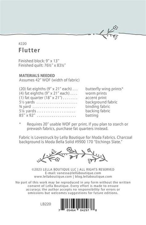 Flutter Quilt Pattern By Lella Boutique Loulous Fabric Shop