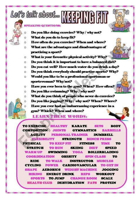 Let´s Talk About Keeping Fit Speaking Series 90 Esl Worksheet By
