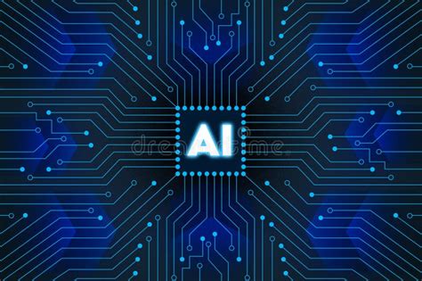 Concept Of Artificial Intelligence Computing With Chip And Motherboard Lines Stock Illustration