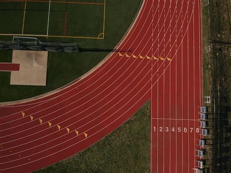 Premium Photo High Angle View Of Empty Tracking Field