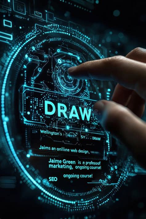 Hand Interaction With Futuristic Digital Technology Interface Displaying A Glowing Schematic