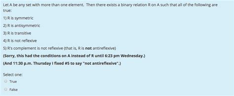 Solved Let A Be Any Set With More Than One Element Then Chegg Com