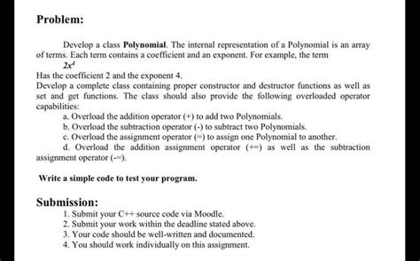 Solved Problem Develop A Class Polynomial The Internal