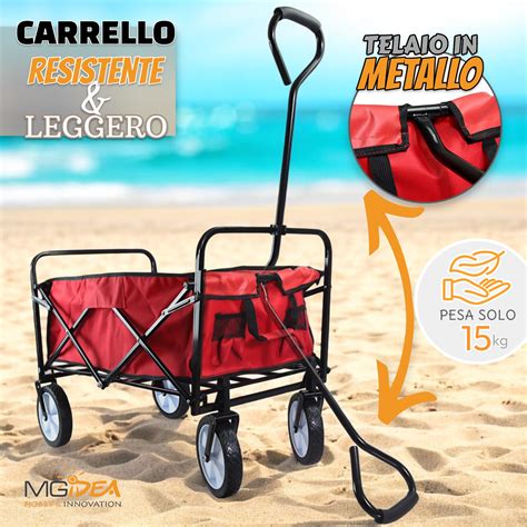 Carrello Pieghevole Trasporto Ruote Metallo Salvaspazio Spiaggia