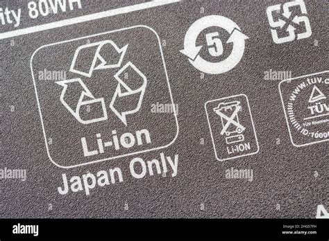 Old Lithium Ion Li Ion Laptop Computer Battery With Mobius Loop Recycling Symbol Prominent