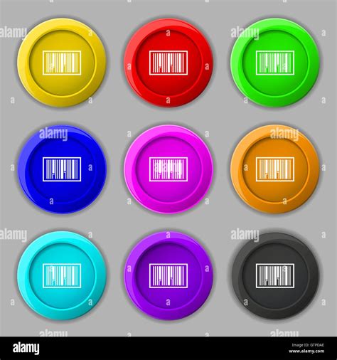 Barcode Icon Sign Symbol On Nine Round Colourful Buttons Vector Stock Vector Image And Art Alamy