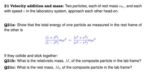 solved 21 ﻿velocity addition and mass two particles each