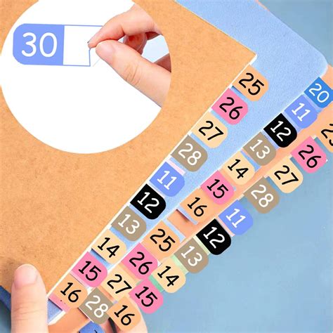 1 To 30 Number Index Labels Multicolor Alphabet Tabs A Z Tab Dividers