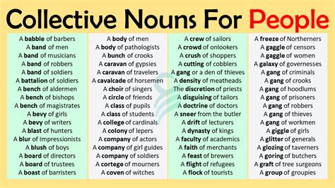 Collective Nouns For People In English Collective Nouns