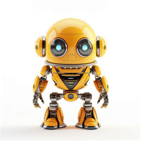 Cute Citrine Grid Bot Cinematic Composition In Isolated White