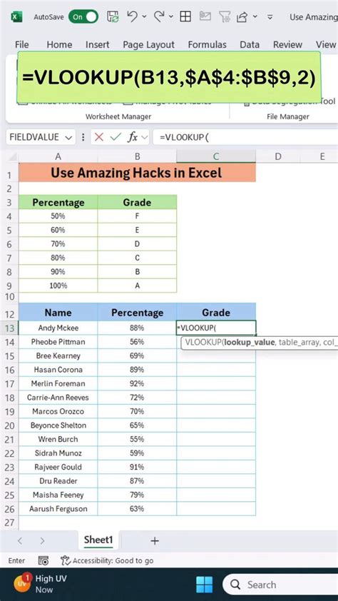 Use Amazing Hacks In Excel With Vlookup Function Excel Shortcuts Excel Hacks Vlookup Excel