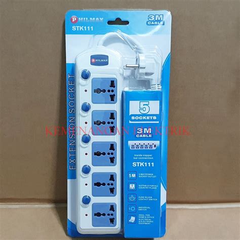 Philmax 5 Hole Socket Cable Plug 5 Socket Switch 3m Cable Switch Socket 3 Meters Beecost