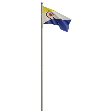 기둥이 있는 카리브해 네덜란드 국기 카리브해 네덜란드 깃발을 흔들며 투명하게 흔들며 카리브해 네덜란드 국기 카리브해