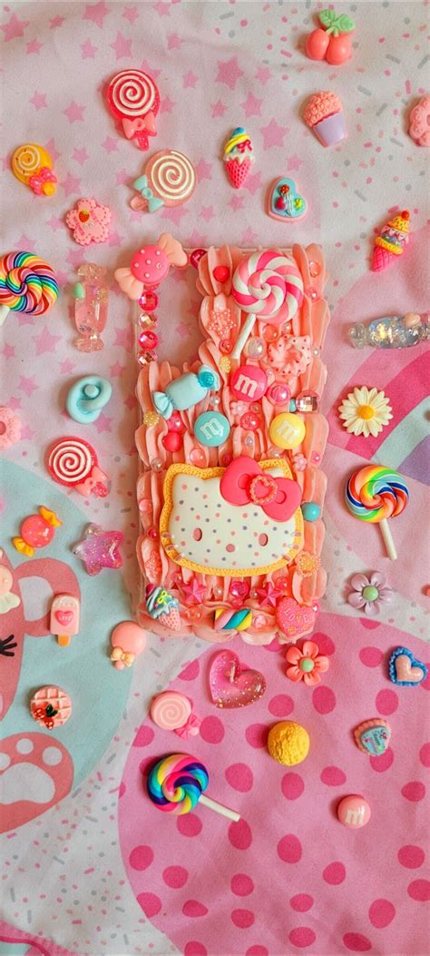 Kawaii Kitty Pink Candy Decoden Phone Case For Iphone Samsung Etsy