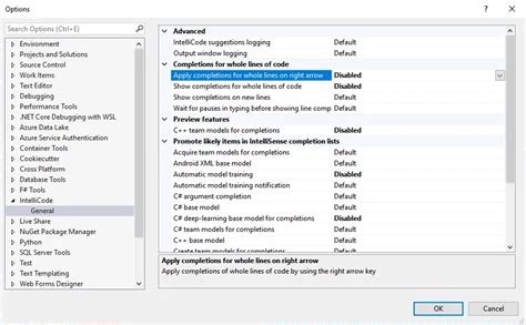 如何在VS 中禁用新的基于人工智能的IntelliCode c visual studio visual studio Dev
