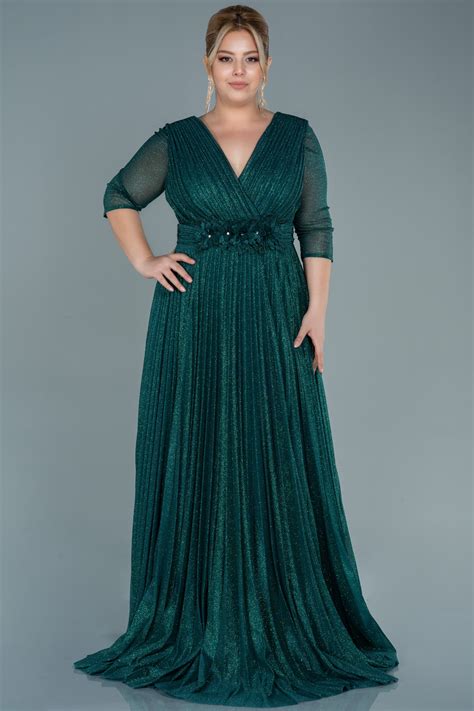 Long Emerald Green Plus Size Evening Dress Abu2603