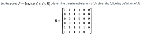 solved let the poset p { a b c d e f r} determine