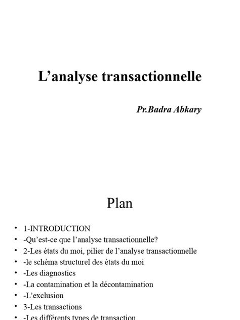 Lanalyse Transactionnelle Cours 1 Pdf Psychologie