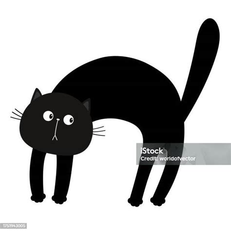 Ilustración De Gato Asustado Arquea La Espalda Gatito Asustado Feliz