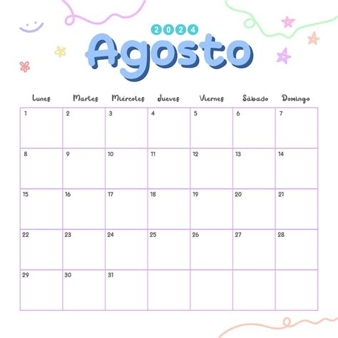 Lindo Calendario De Agosto De 2024