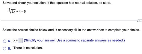 Solved Solve And Check Your Solution If The Equation Has No Chegg