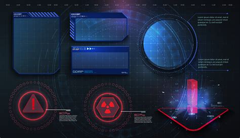 Hud Ui Gui 미래 사용자 인터페이스 화면 요소 세트 비디오 게임을위한 하이테크 화면 공상 과학 컨셉 디자인 콜아웃