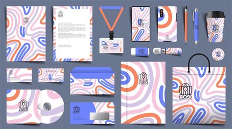 Design De Papelaria Definido Em Formato Vetorial Editável Vetor Premium