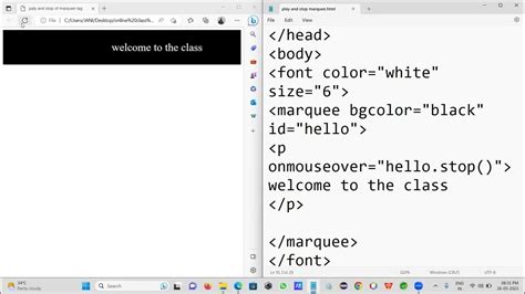 How To Scroll And Stop Marquee Tag In Html Youtube