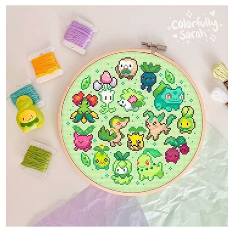 Grass Type Cross Stitch Pattern Spring Cross Stitch Pastel Cross