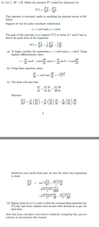 solved 10 let f r2 → r define the operator 2 called