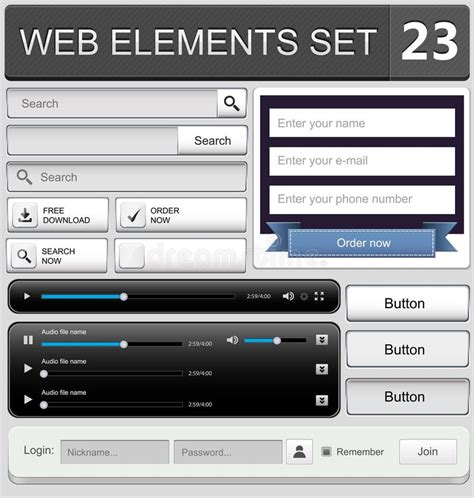 Web Design Elements Set Stock Vector Illustration Of Login 35487365
