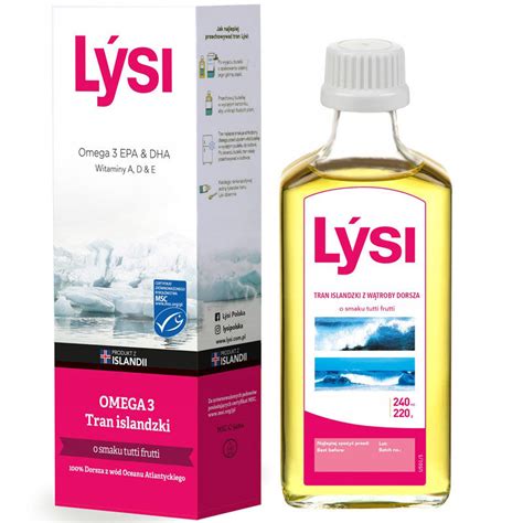 Lysi Tran Islandzki Tutti Frutti Kwasy Tłuszczowe Omega 3 240 Ml