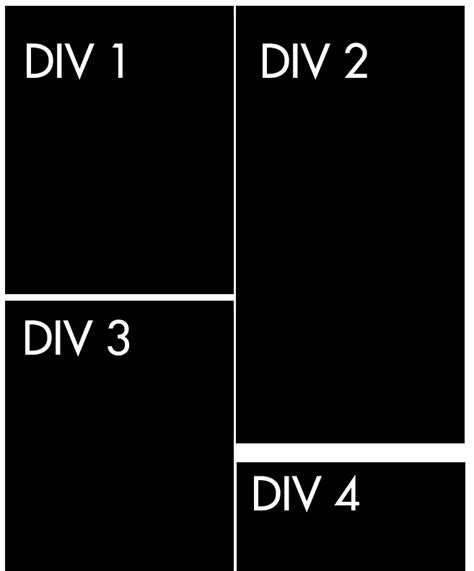 css stack divs on top of each other in 2 rows without whitespace