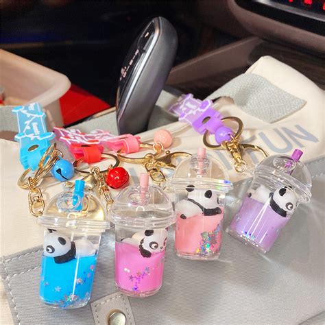 Badu Bg Творческа сладка панда чаша за чай с мляко плаваща бутилка ключодържател момиче сърце в