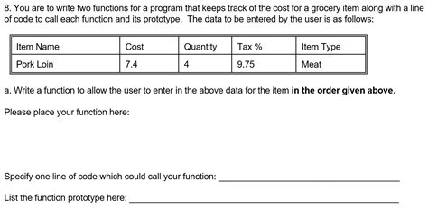Solved 8 You Are To Write Two Functions For A Program That