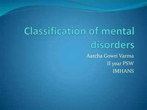 Dsm V Classification Mental Health Nursing Pptx
